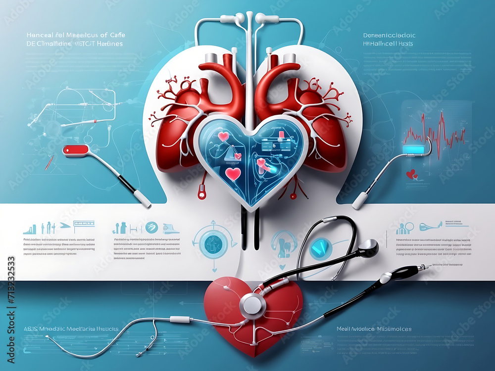 futuristic medical research or heart cardiology health care with ...