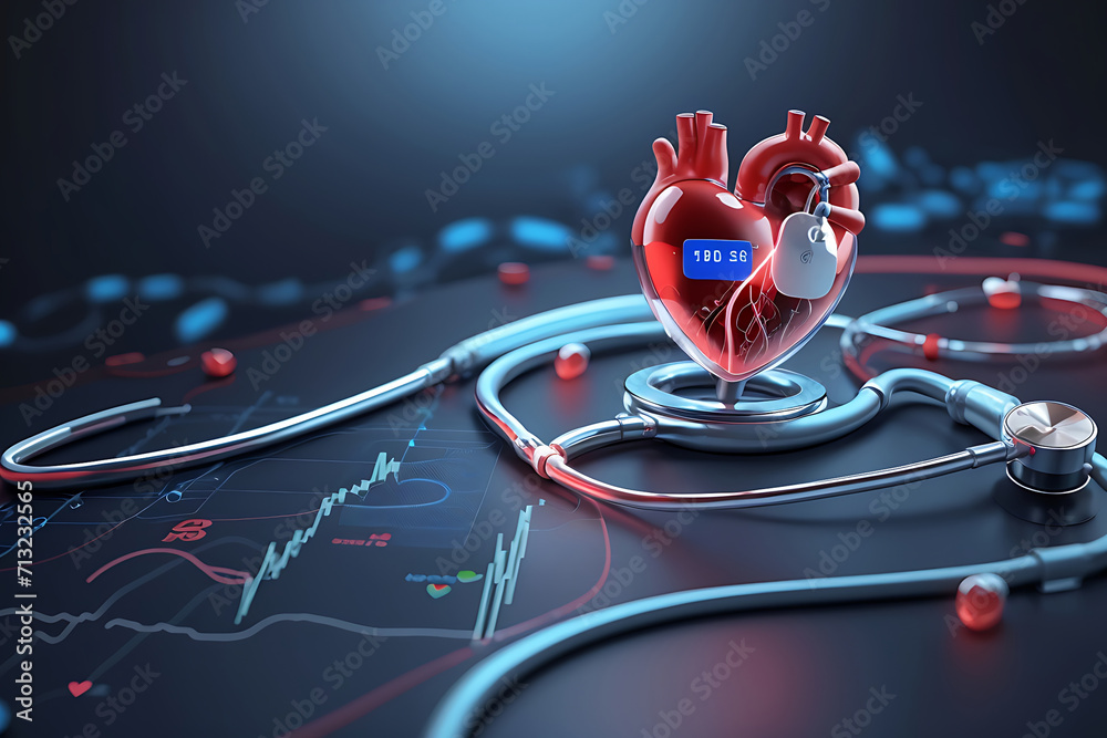 futuristic medical research or heart cardiology health care with ...
