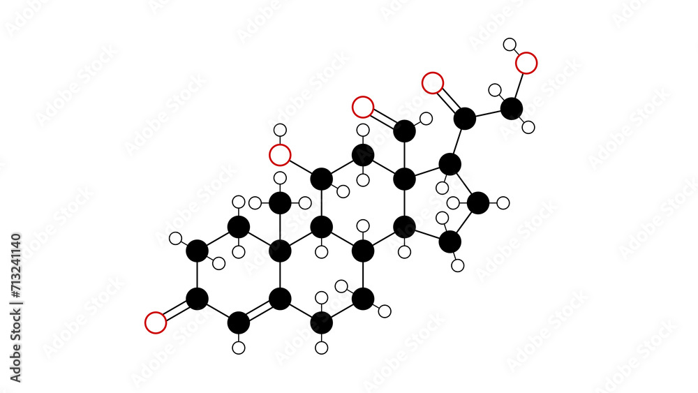 aldosterone molecule, structural chemical formula, ball-and-stick model ...