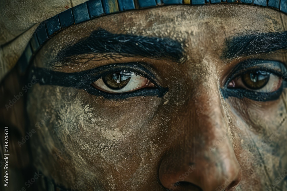 Egyptian Pharaoh in national clothes portrait close up from history of ... Egyptian Pharaoh in national clothes portrait close up from history of ...