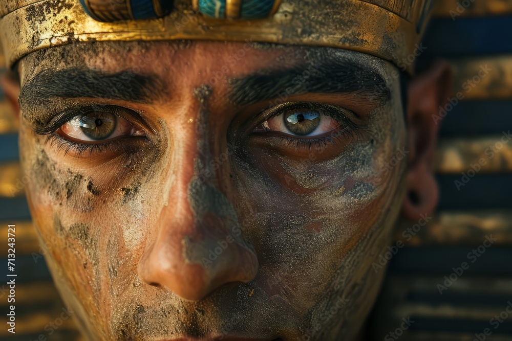 Egyptian man in national clothes portrait close up from history of ...