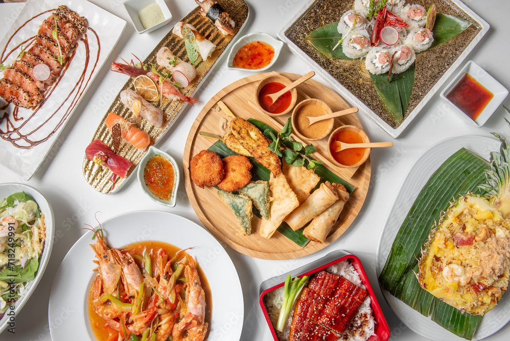 Asian , Chinese, Korean, Japanese and Thai food composition ...