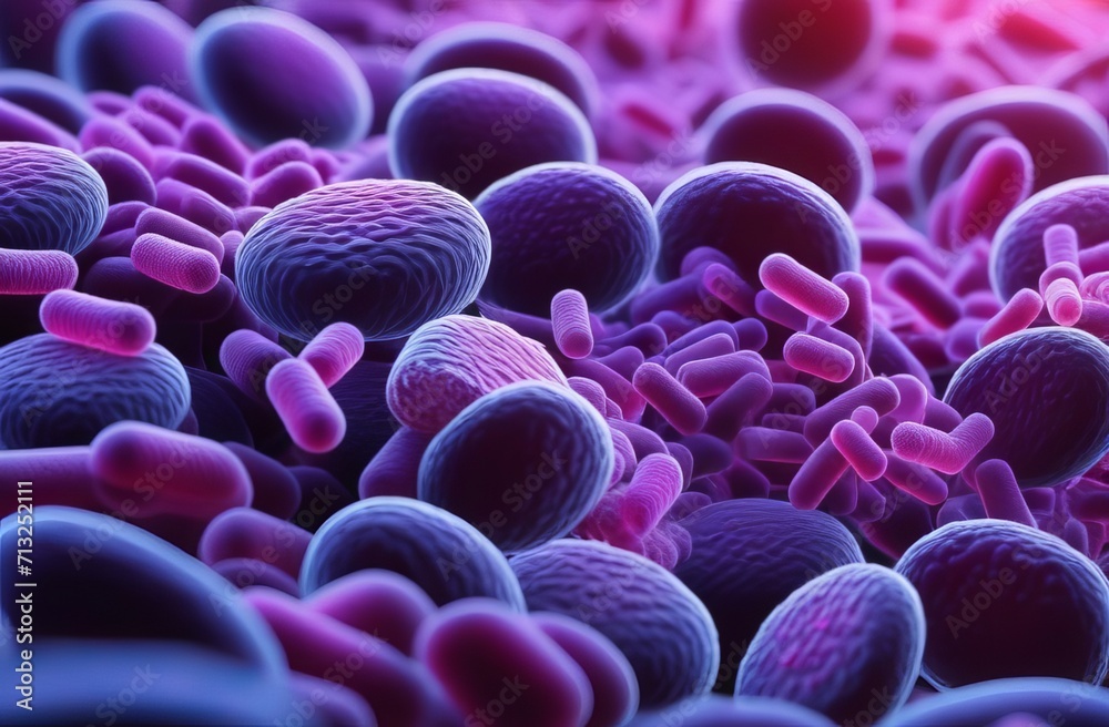 E Coli Bacteria On Abstract Background Microscopic View Of Gram Stain Showing Escherichia Coli