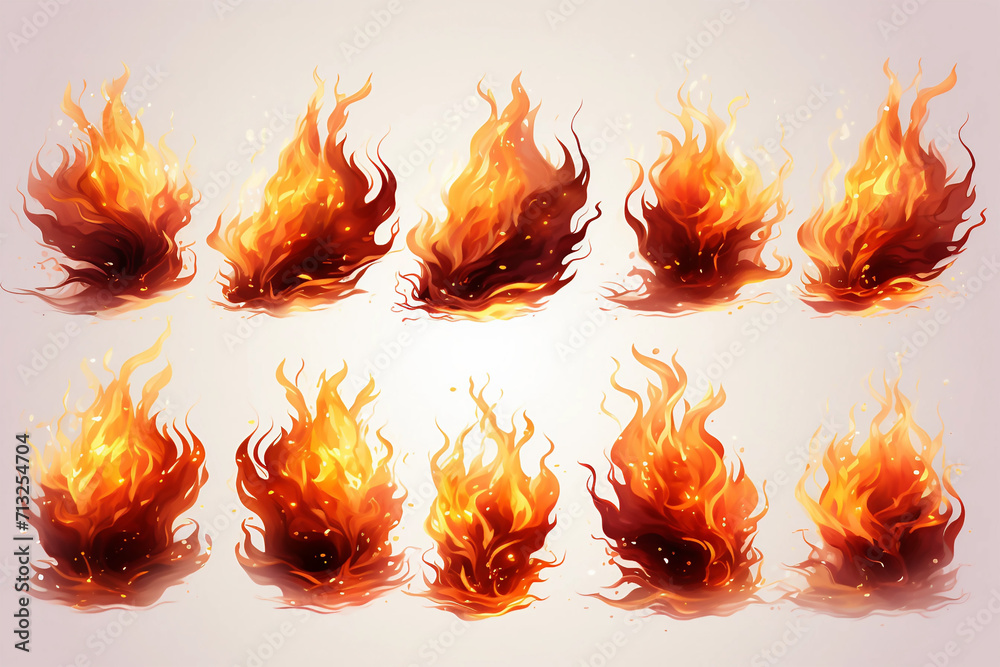 Realistic fire. Burn effect with red flare. Torch blaze. Bonfire light ...