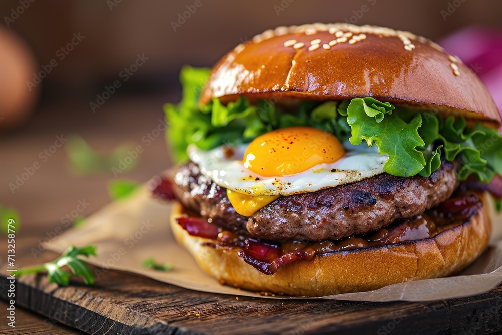 Beef burger made of ground beef, breadcrumbs, rolls, Worcestershire ...