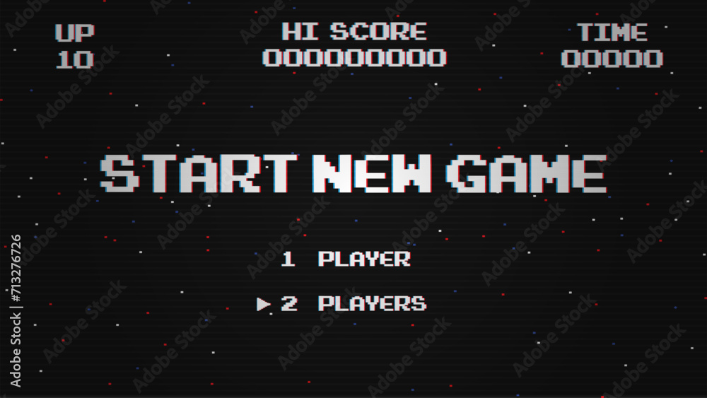 Start a new game background with player selection.8 bit game.retro game. Stock Vector | Adobe Stock