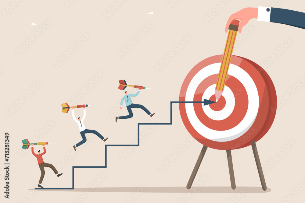 Hand drawing path to targetLeadership for helping employees achieve ...