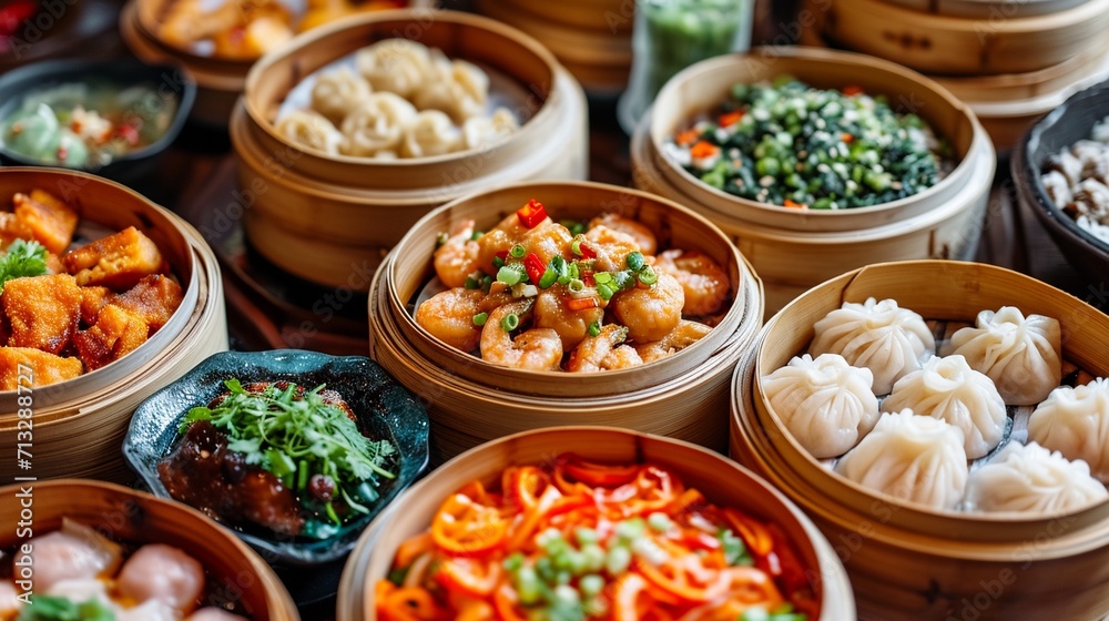 Savory Delights: Dim Sum and Chinese Cuisine, Steam Rice and Chopsticks ...