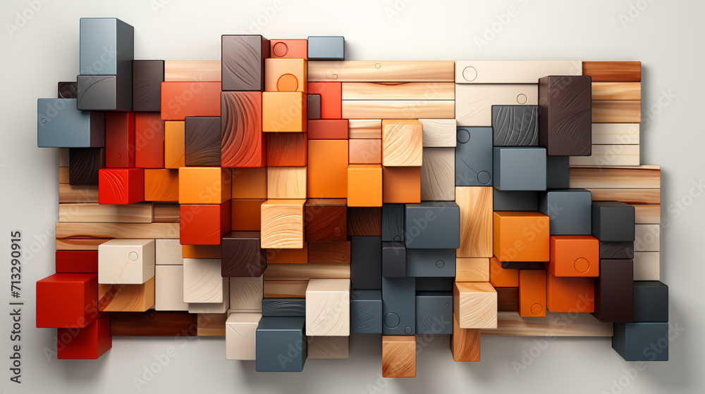 blocks isolated on white. Isometric art of a block of wood, with ...