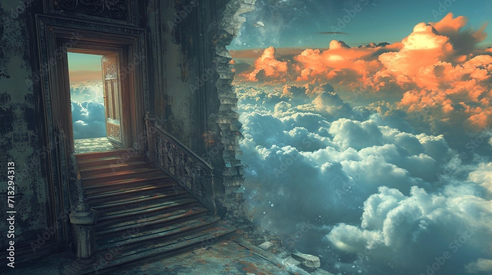 Ascending Dreams: Clouds, Stairs, and Windows, Doors with Locks, Levels ...