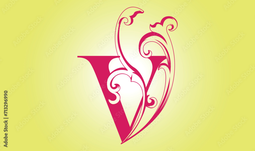 Elegant letter V. Graceful royal style. Calligraphic beautiful logo ...