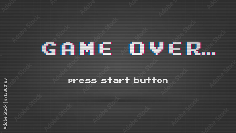 Game over press start button.pixel art .8 bit game.retro game. for game ...