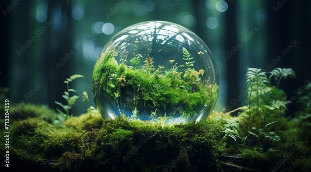 Realistic water drop with an ecosystem for world water day. A water ...
