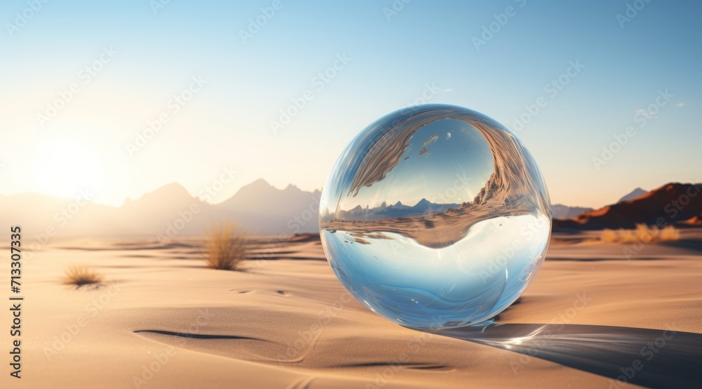 Realistic water drop with an ecosystem for world water day. A water ...