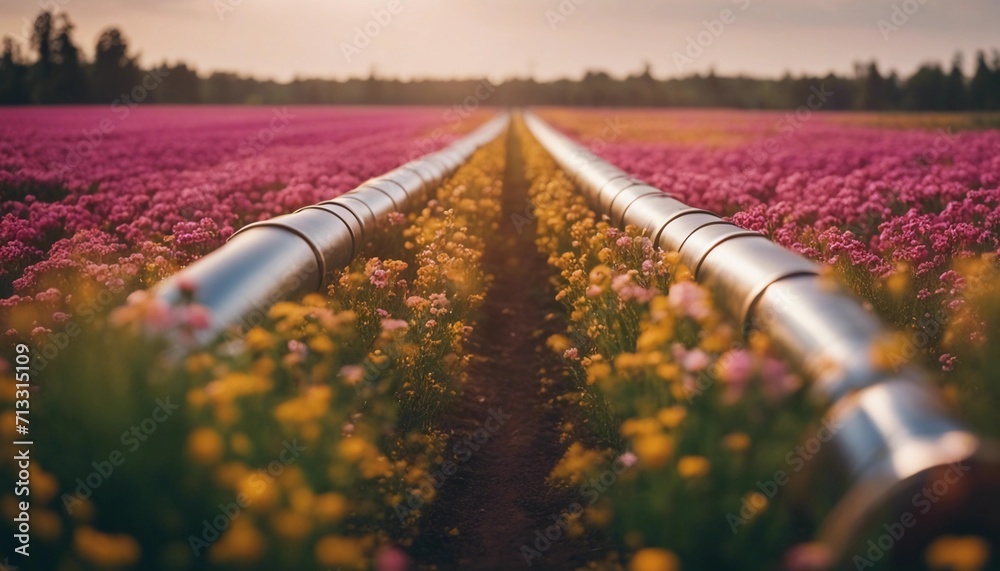 gas pipeline pipelines passing through flower fields,clean energy ...