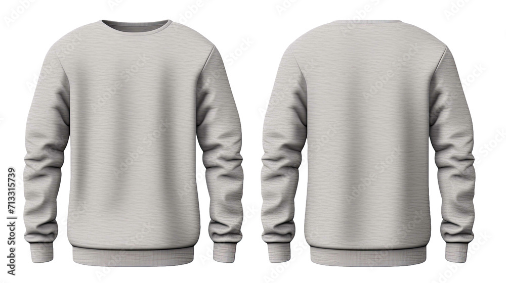 Set of grey gray front and back view tee sweatshirt sweater long sleeve ...