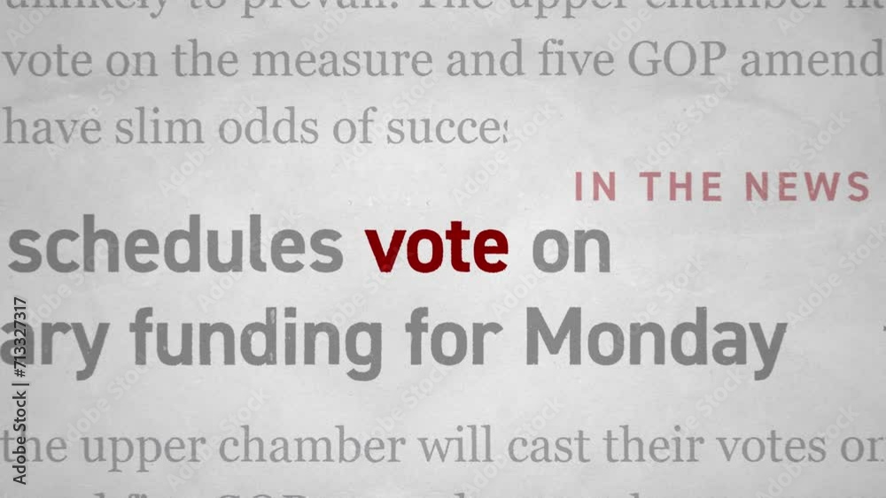 Election, voting concept. Word vote highlighted red among random text ...