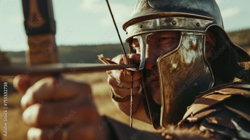 Archery Mastery in Ancient Rome: A 28-Year-Old Roman Archer, Clad in ...