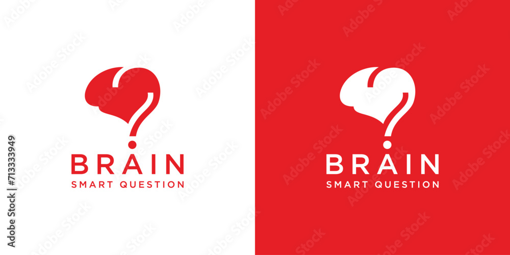 Vecteur Stock Creative Brain Smart Logo. Brain and Question Mark with ...