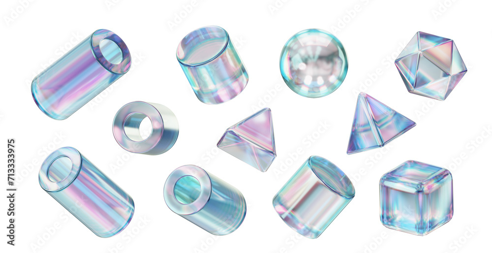 Crystal geometry shape set isolated background 3d rendering Stock ...