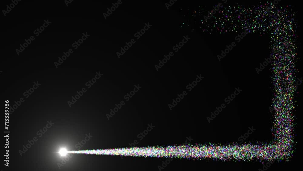 Bright light source draws a rectangular frame of multicolored stars on ...