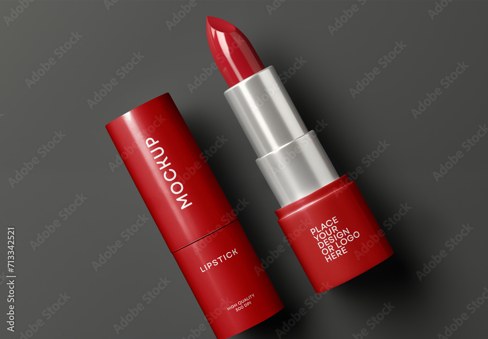 Red Lipstick Mockup – Professional Cosmetic Product Scene for Makeup ...