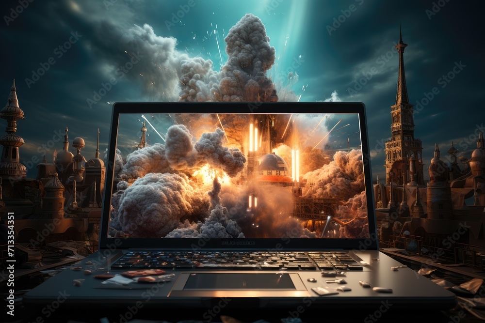 The chaotic aftermath of a gaming session gone wrong, as a fiery ...