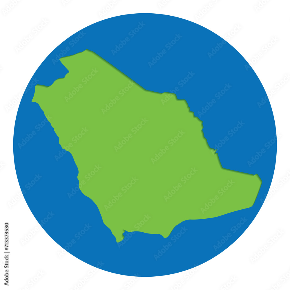 Saudi Arabia map. Map of Saudi Arabia in green color in globe design ...