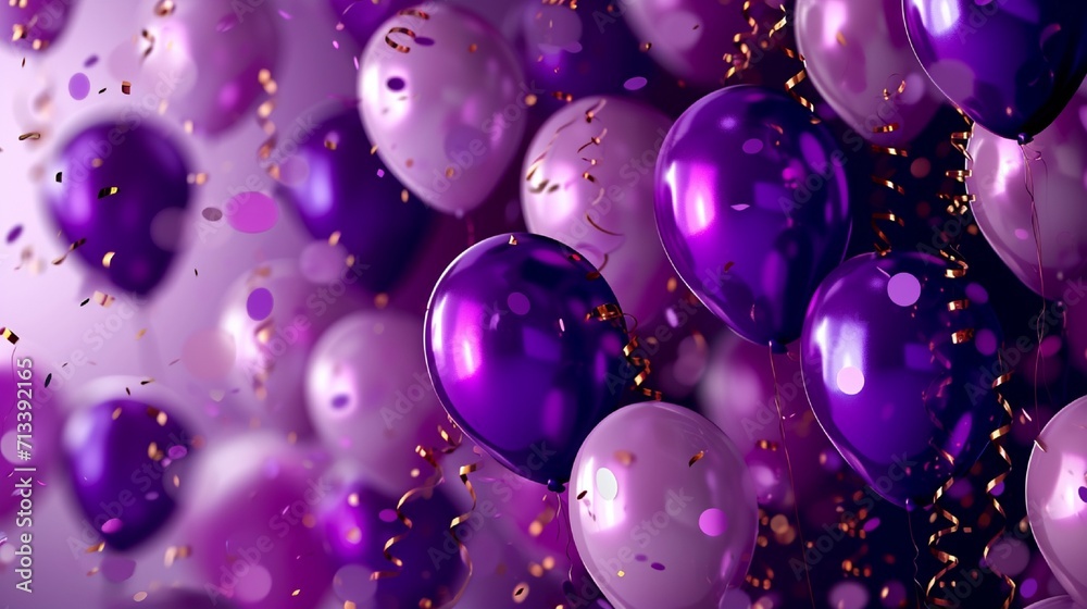 Beautiful purple balloon background celebration birthday banner ...