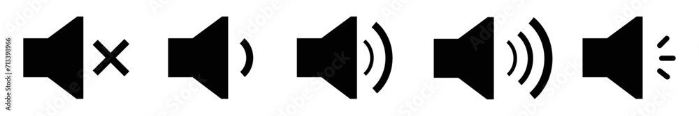 Volume icons set. Volume settings buttons set. Speaker simple icon ...