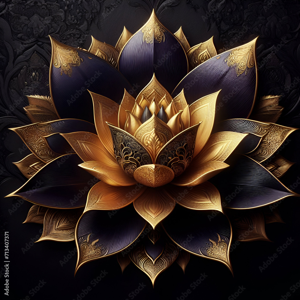 Elegant Luxury Tropical Exotic Gold & Black Japanese Indian Sacred ...