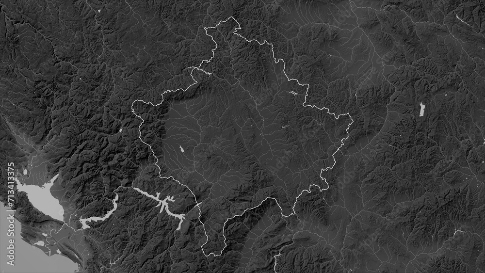Kosovo outlined. Grayscale elevation map Stock Illustration | Adobe Stock