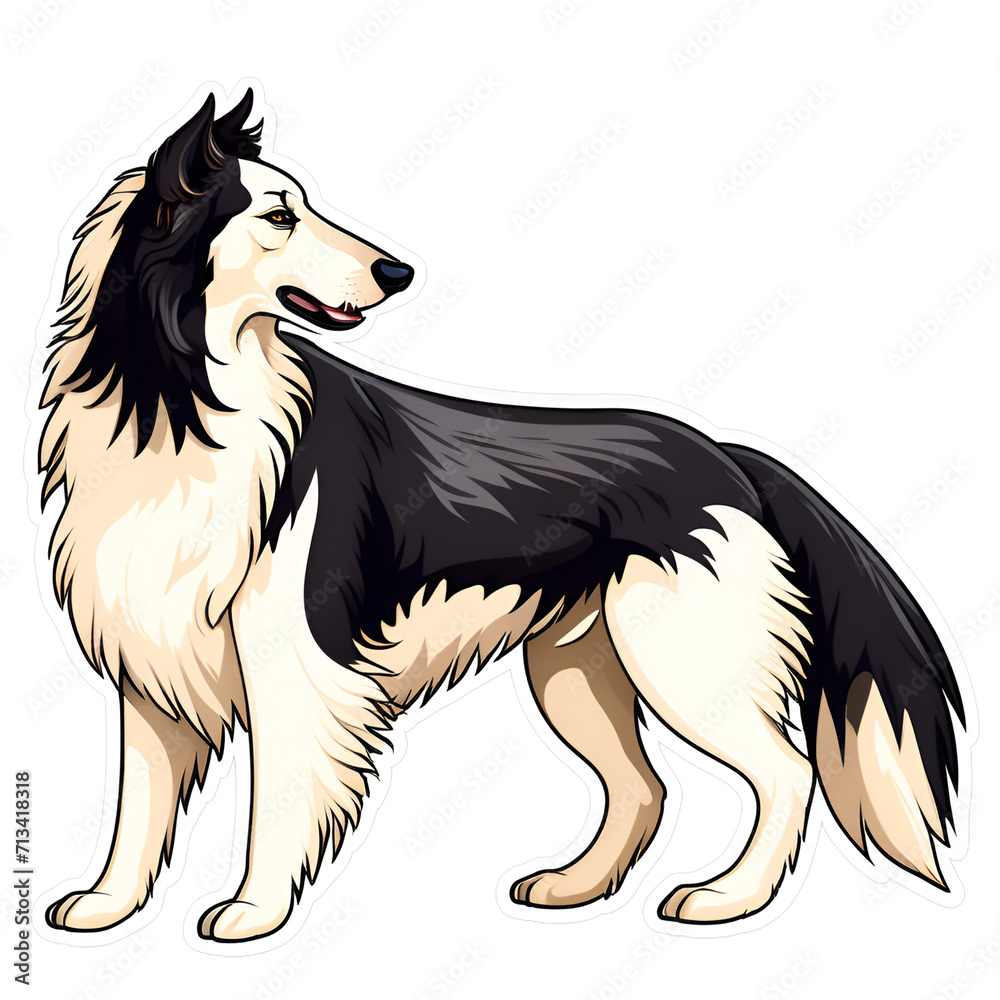 cartoon borzoi dog puppy breed, vector illustration, logo icon tattoo ...