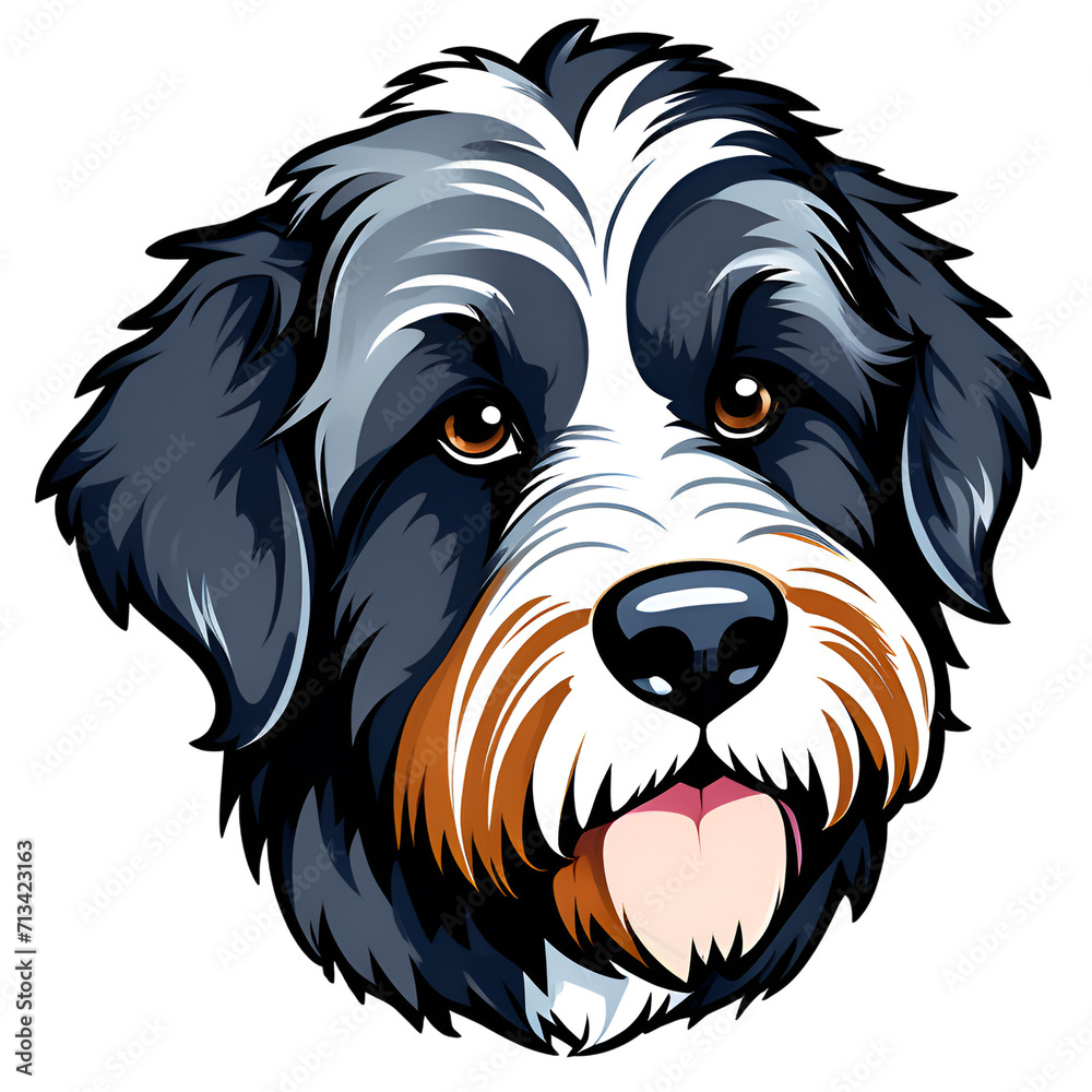 cartoon bernedoodle dog puppy breed, vector illustration, logo icon ...