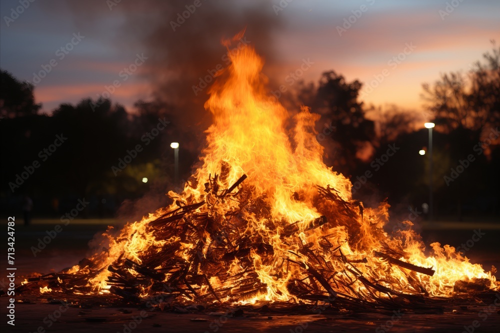 Indian holika dahan. a vibrant bonfire ritual reflecting celebration ...
