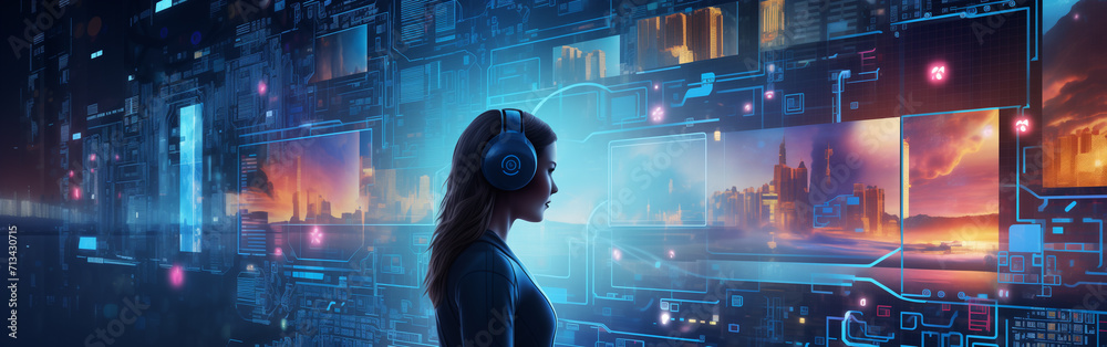 Future scenario, Futuristic setting, Panorama, Science fiction scene ...