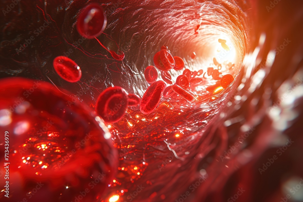 Picture of the inside of an artery To see blood vessels and red blood ...