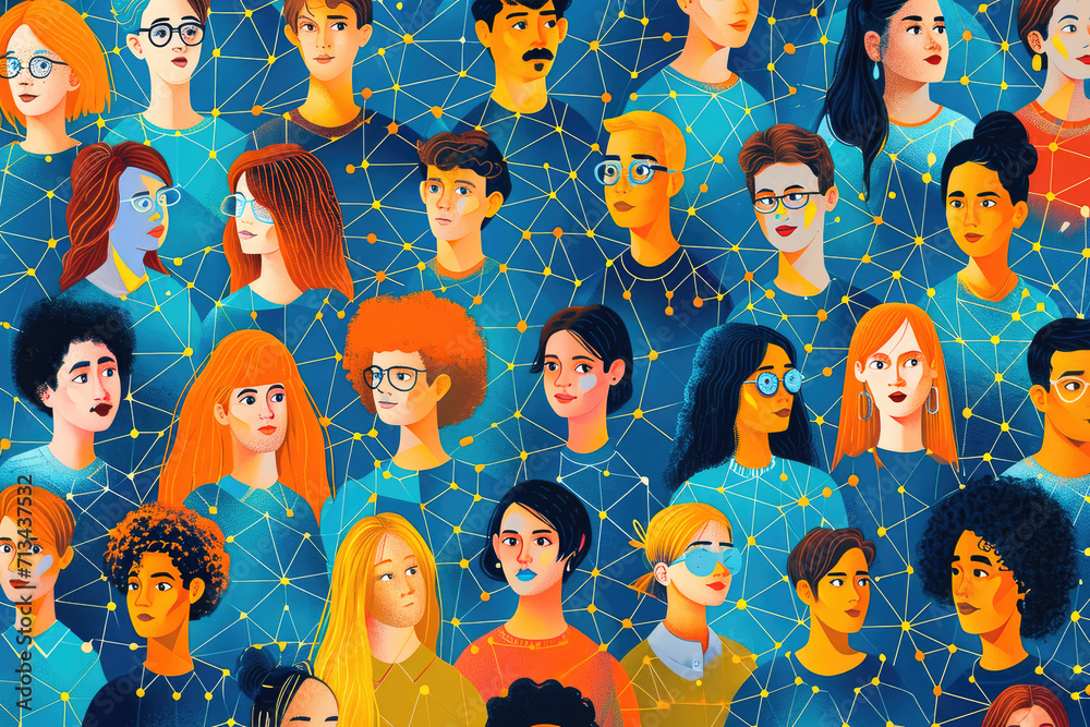 Ilustración De Personas De Diferentes Partes Del Mundo Conectadas Por