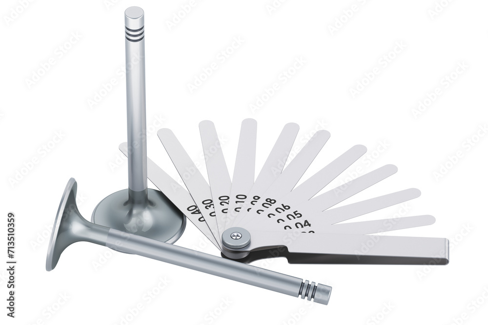 Engine intake valves with feeler gauge, metric offset valve thickness ...