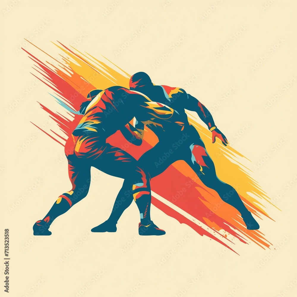 Two great wrestlers grapple in a bout of Greco-Roman wrestling. Tense ...