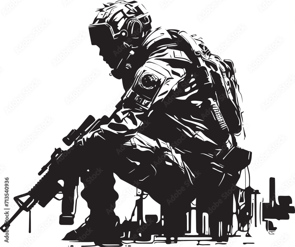 Quantum Recon Cyberpunk Soldier Badge in Pixels Electric Guardian ...