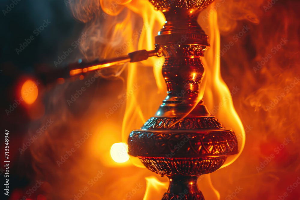 A hook with smoke billowing out of it, placed on a hook holder. This ...