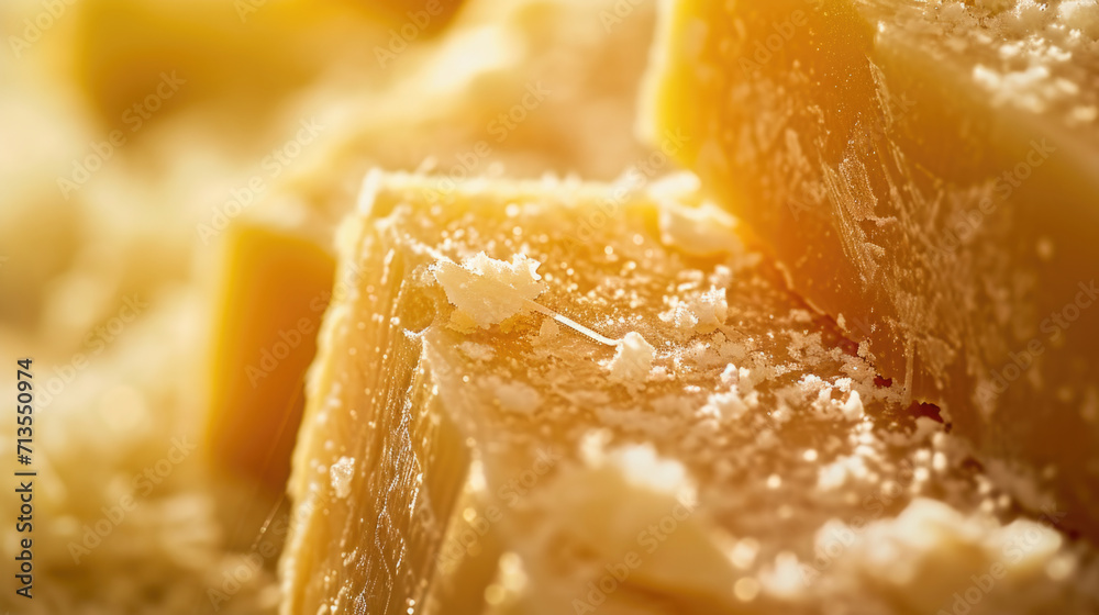 A close up view of a pile of cheese. This image can be used to showcase ...