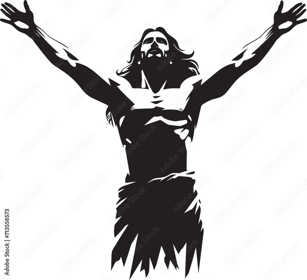 Spiritual Radiance Muscular Jesus Emblem Design Divine Sculpture Vector ...