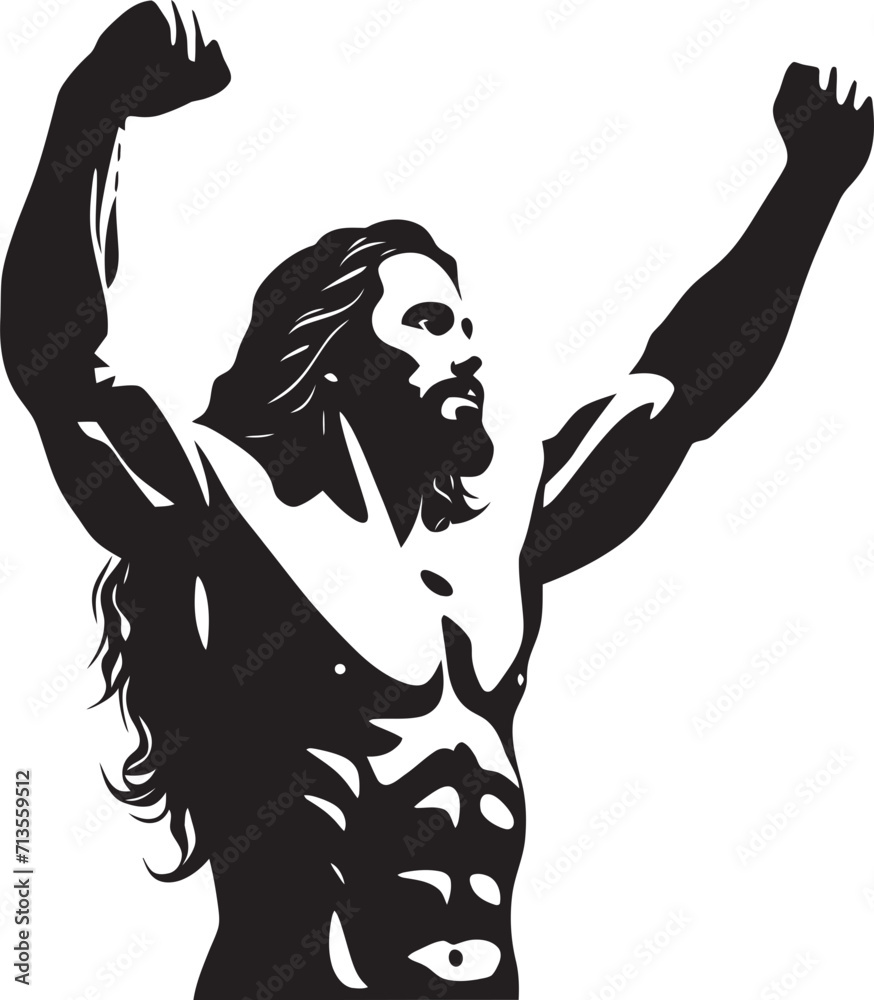 Holy Form Fitness Muscular Jesus Icon Design Divine Resilience Muscular ...