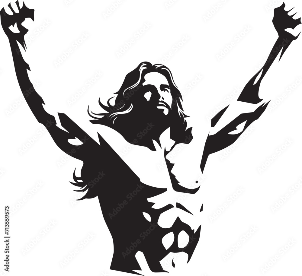 Resurrection Vigor Muscular Jesus Vector Logo Redeemers Sculpture Icon ...