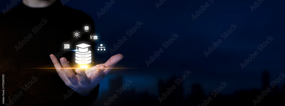 Data Science. Man Holds Analytical Icons. Data Visualization ...