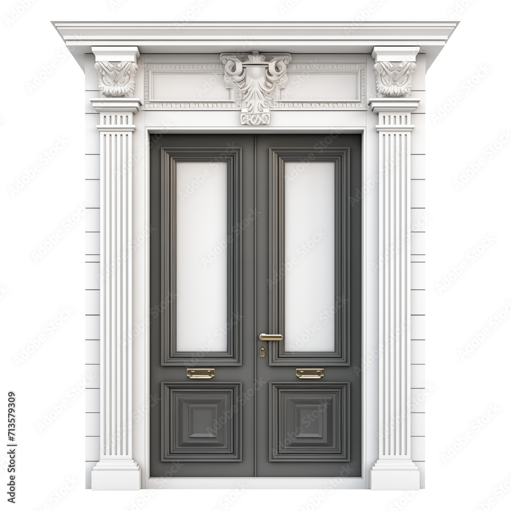 Double modern doors isolated on a transparent or white background ...