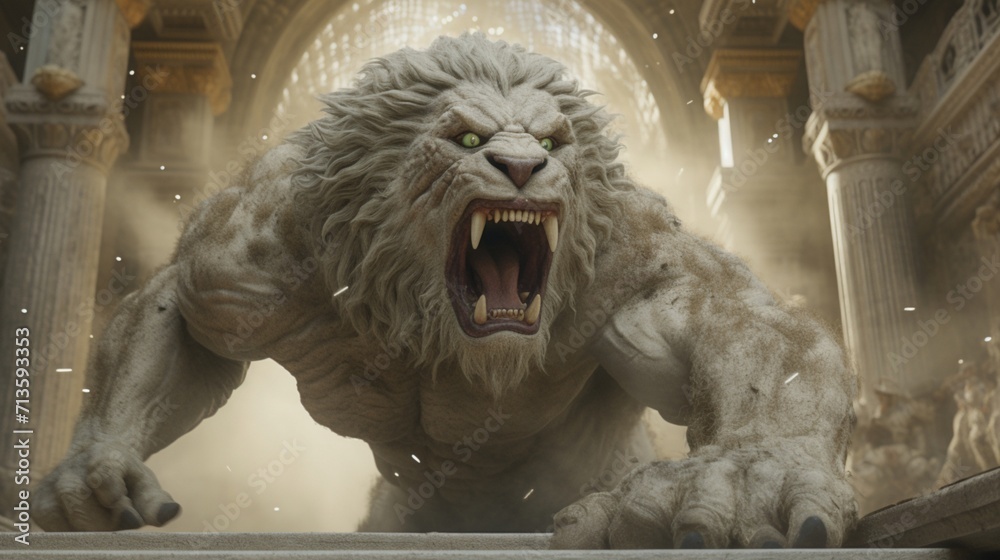 Ferocious Clash of Mythical Beasts in Epic Battle Scene - AI-Generative ...