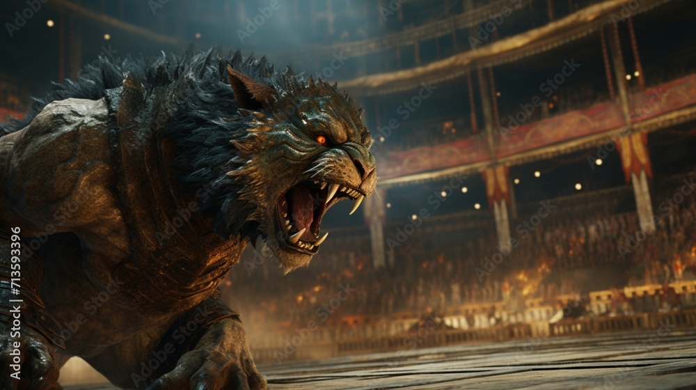 Ferocious Clash of Mythical Beasts in Epic Battle Scene - AI-Generative ...